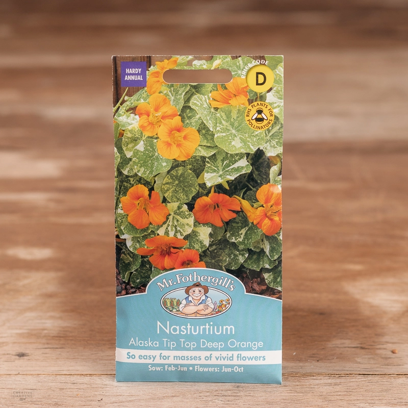 Nasturtium Alaska Tip Top Deep Orange - Creative Gardens