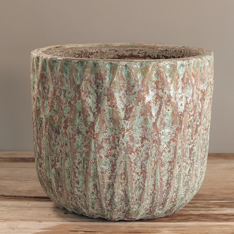Olympia Stripe 55cm Glazed Pot - Creative Gardens