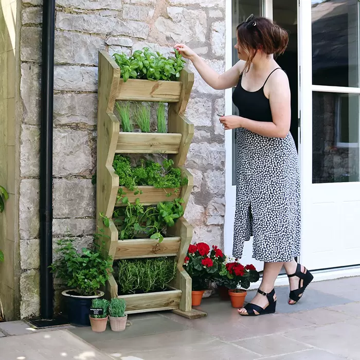 Tall Vertical Timber Herb Stand - Creative Gardens